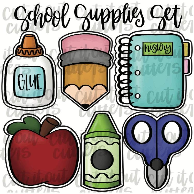 School Supplies Cookie Cutter Set – Cut It Out Cutters