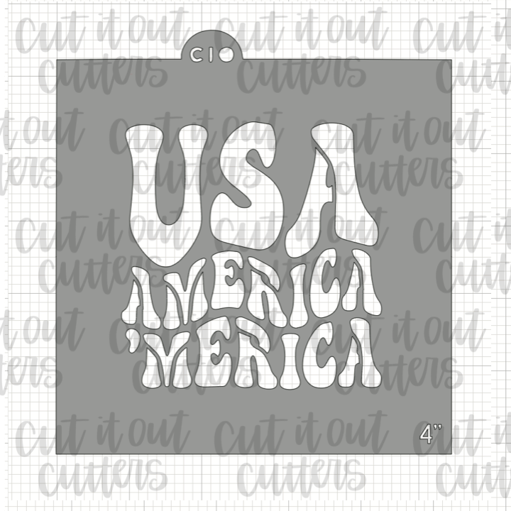 Retro USA America 'Merica Cookie Stencil – Cut It Out Cutters