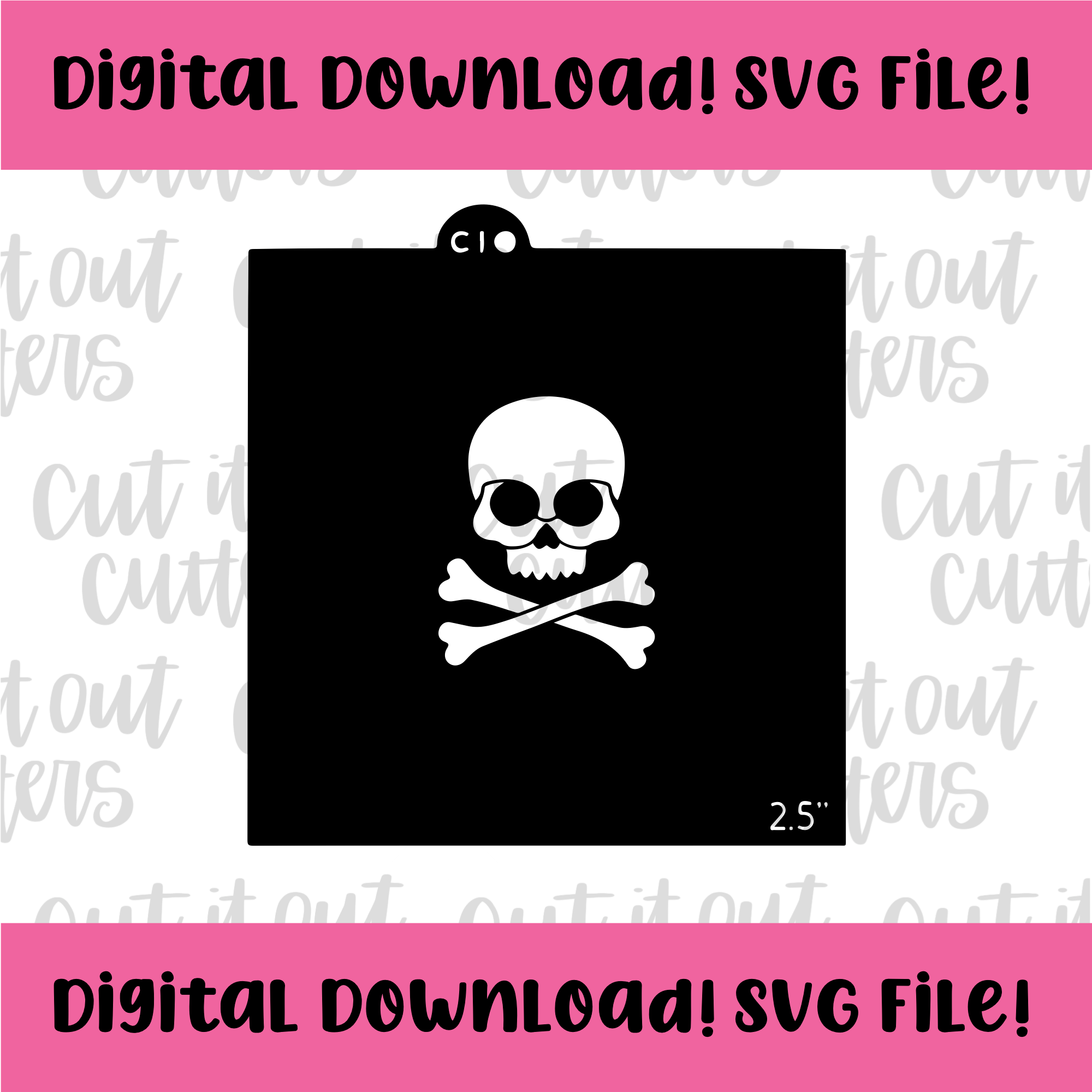 DIGITAL DOWNLOAD SVG File for 2.5" Single Skull & Bones Stencil – Cut ...