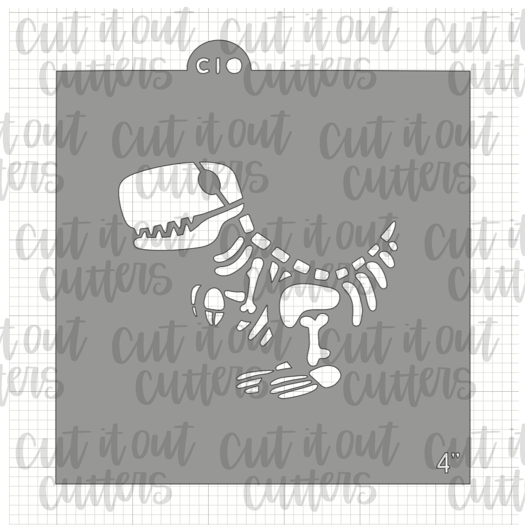 Skeleton Tim T-rex Cookie Stencil – Cut It Out Cutters