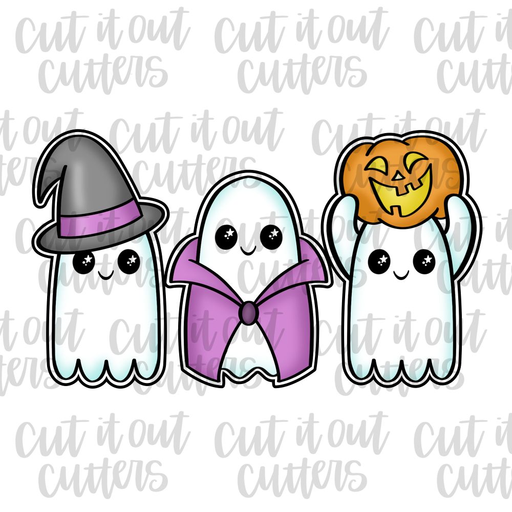 3 Ghost Friends Cookie Cutter Set – Cut It Out Cutters