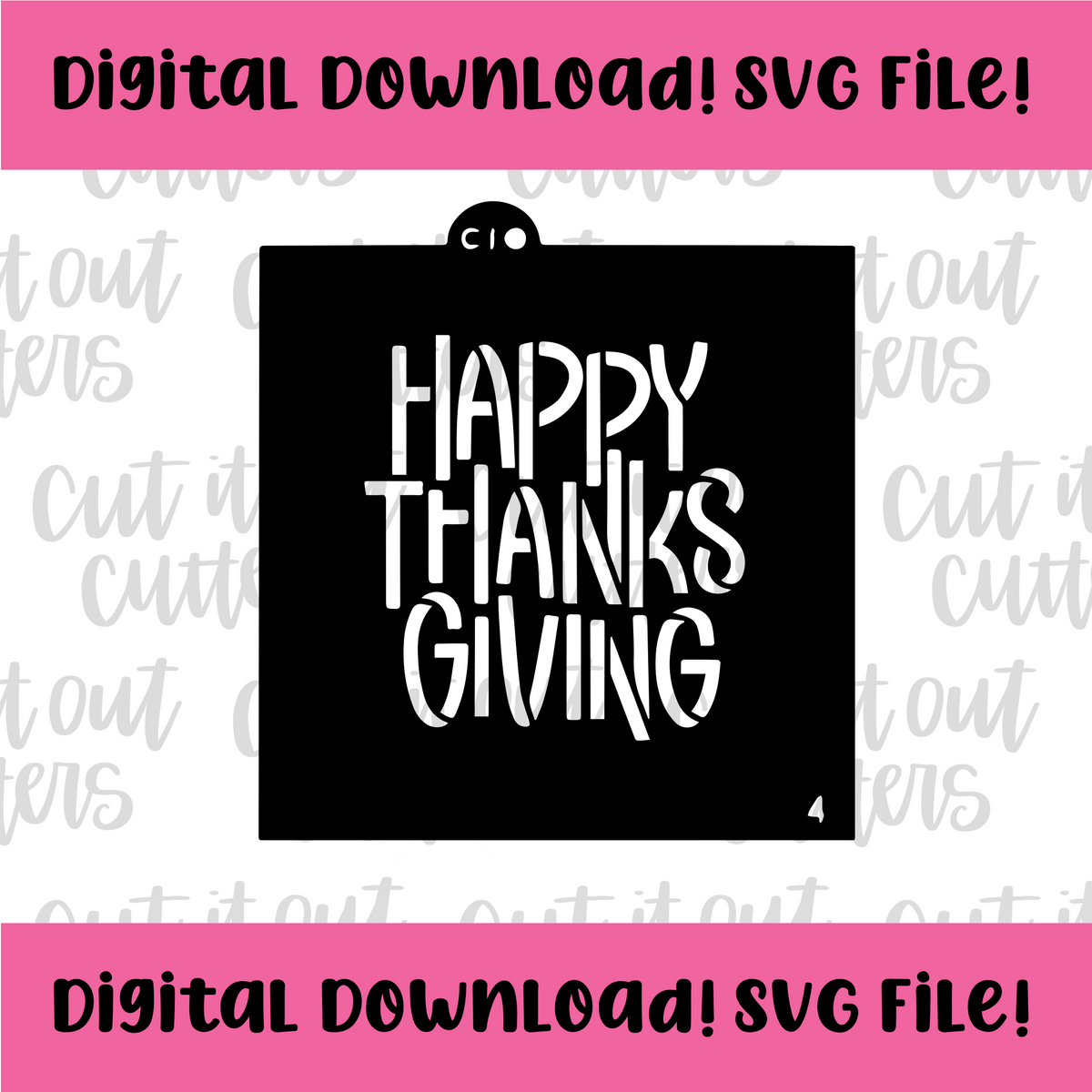 DIGITAL DOWNLOAD SVG File for 4" Happy Thanksgiving Block Stencil – Cut ...