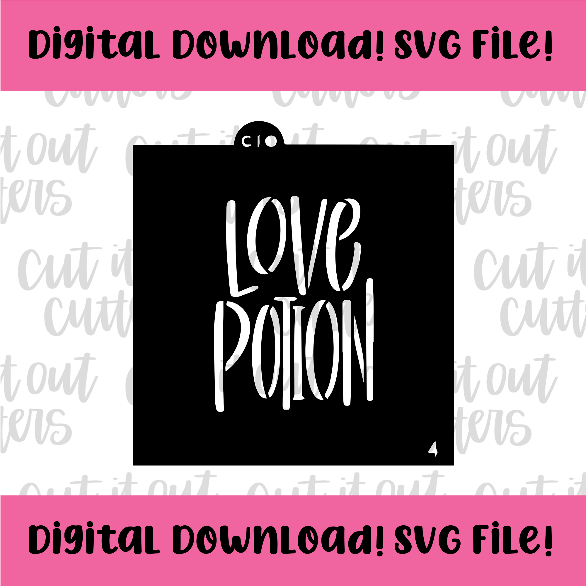 DIGITAL DOWNLOAD SVG File for 4" Love Potion Stencil – Cut It Out Cutters