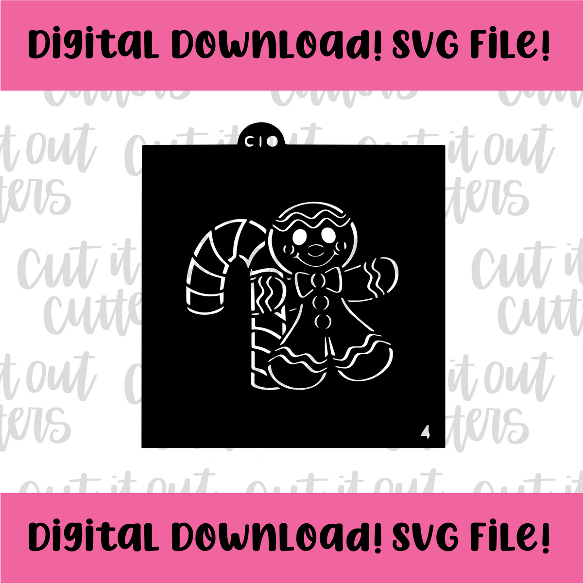 DIGITAL DOWNLOAD SVG File 4" PYO Gingy Candy Cane Muggie Stencil – Cut ...