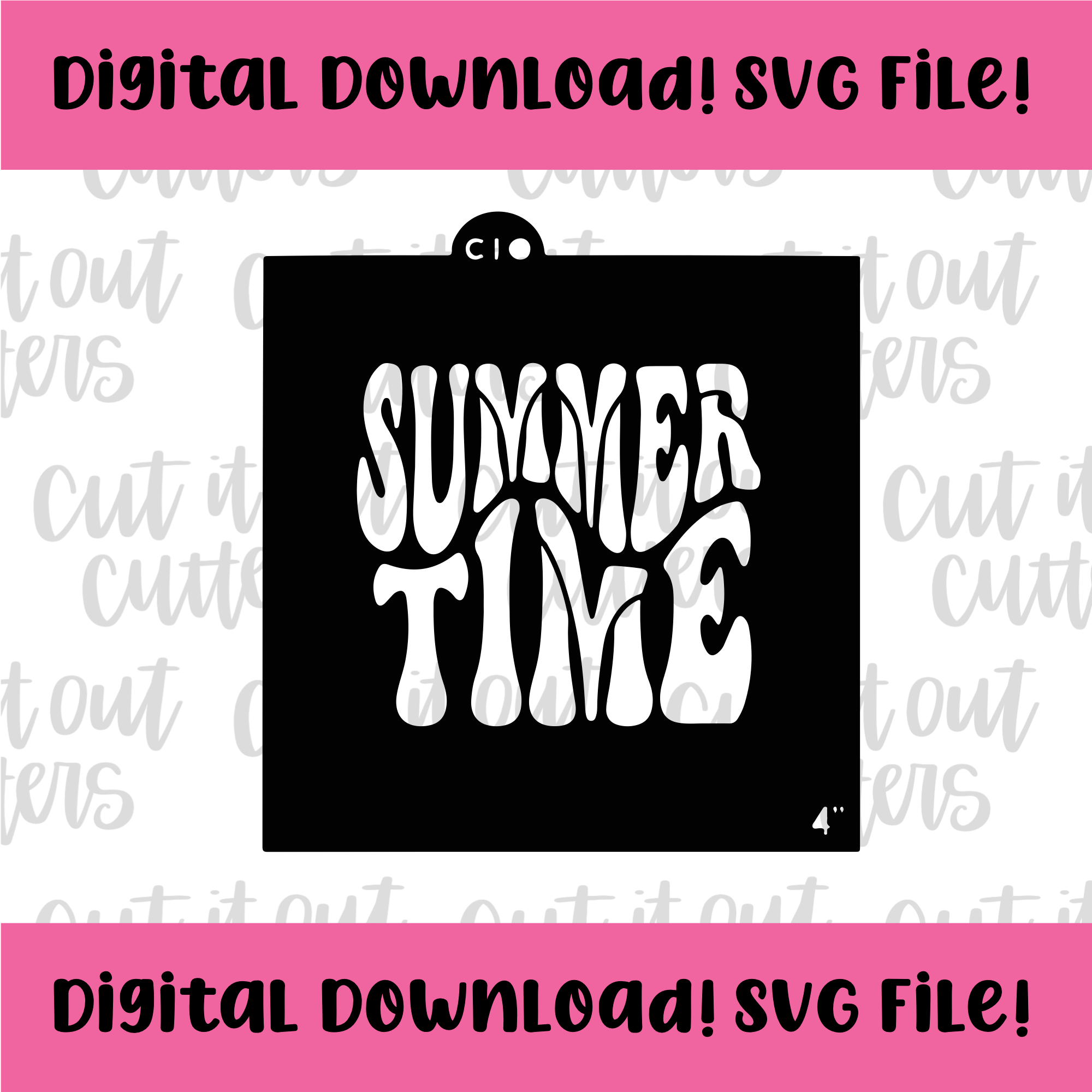 DIGITAL DOWNLOAD SVG File for 4" Retro Summer Time Stencil – Cut It Out ...
