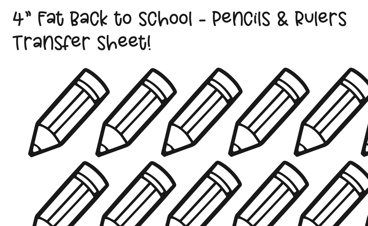 4" Fat Back to School (Pencils & Rulers) - Icing Transfers - Digital D ...