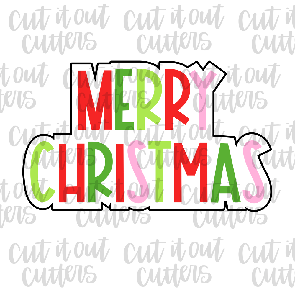 Colorful Merry Christmas 2 Cookie Cutter – Cut It Out Cutters