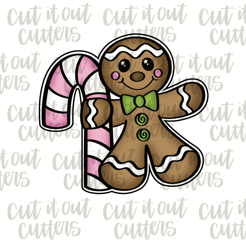 Gingy Candy Cane Muggie Cookie Cutter – Cut It Out Cutters