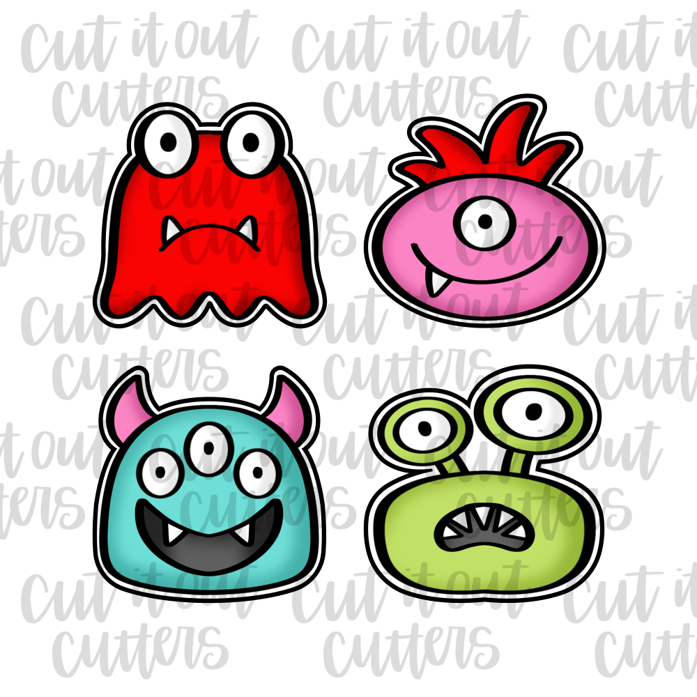 Kiddie Monster Heads Cookie Cutter Mini Set – Cut It Out Cutters