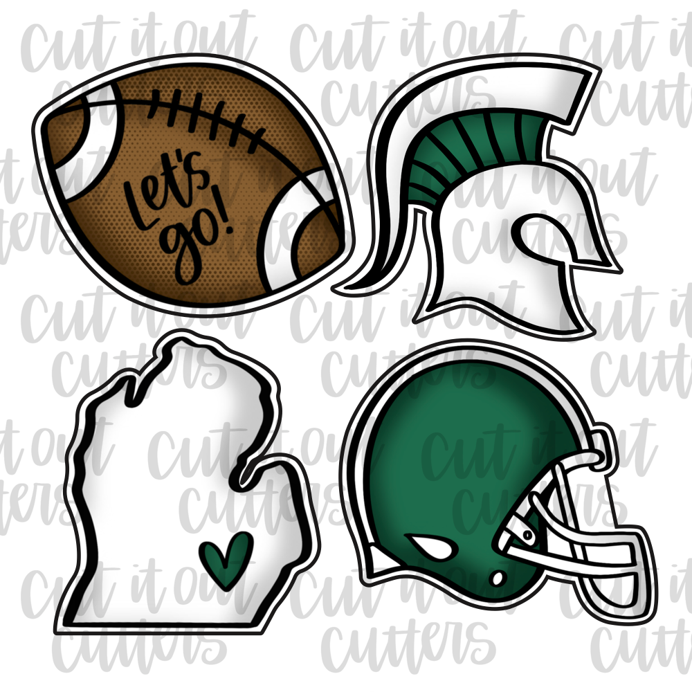 Spartan & MI Football Mini Cookie Cutter Set – Cut It Out Cutters
