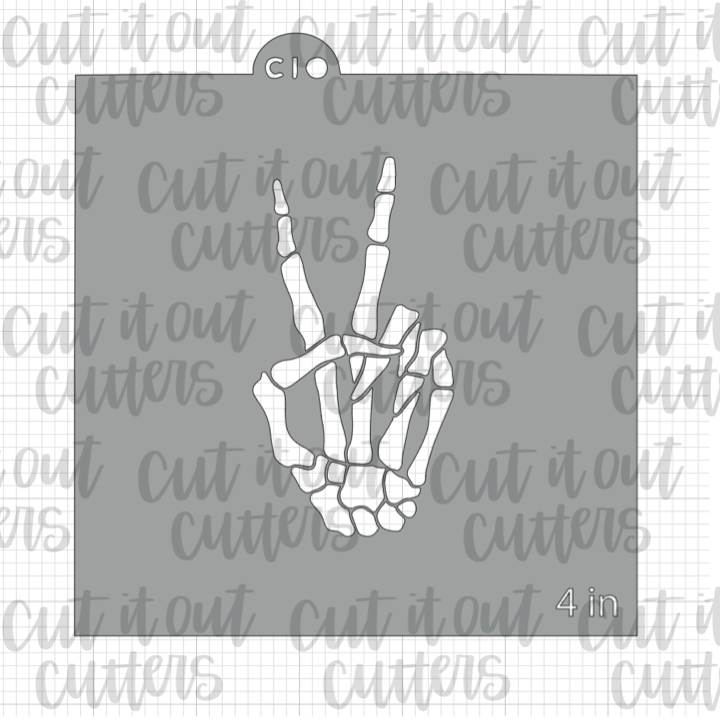 Skeleton Peace Out Hand Cookie Stencil – Cut It Out Cutters