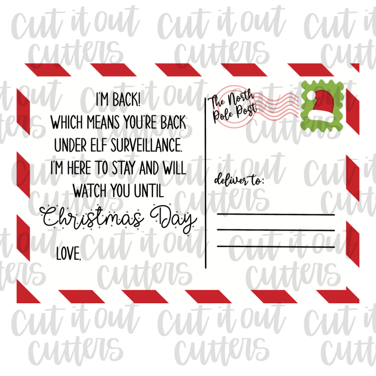 Elf Post Card - Cookie Cards - Digital Download – Cut It Out Cutters