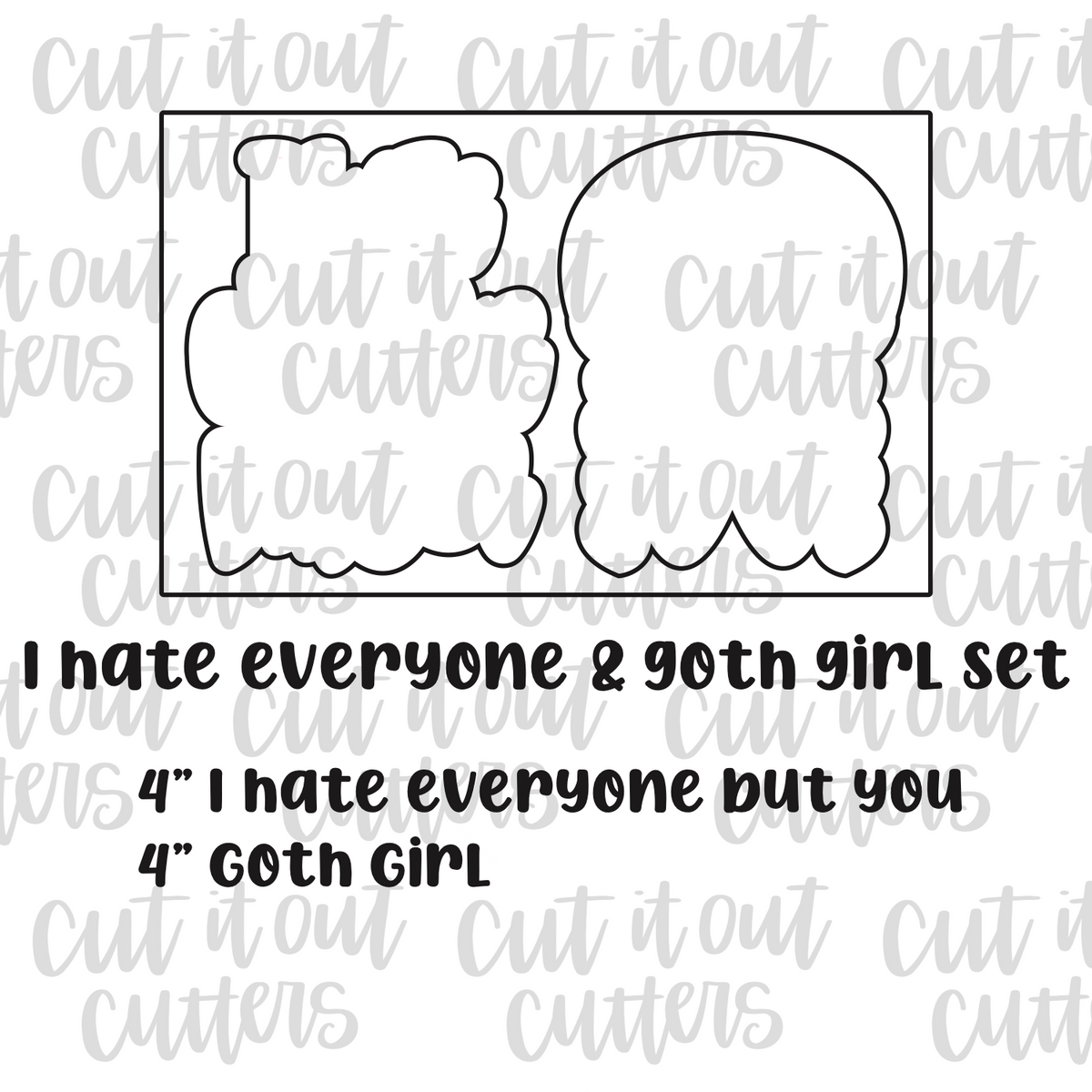 I Hate Everyone & Goth Girl Cookie Cutter Set – Cut It Out Cutters