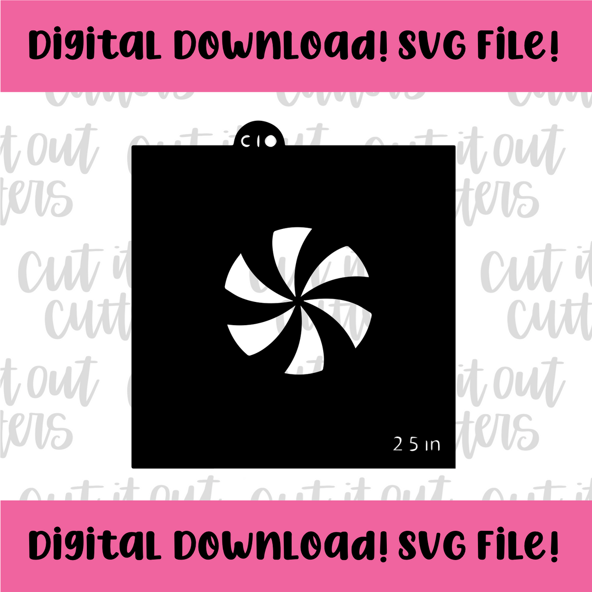 DIGITAL DOWNLOAD SVG File for 2.5" Single Peppermint Stencil – Cut It ...