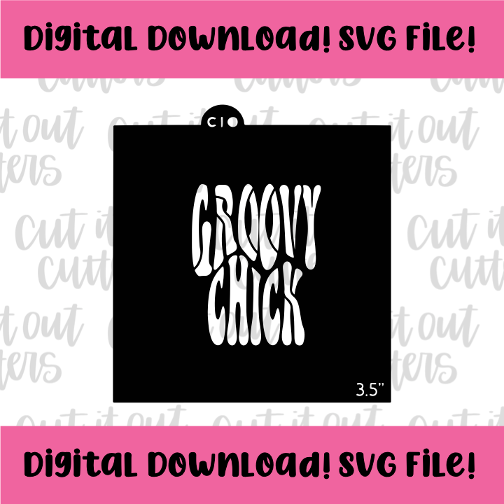 DIGITAL DOWNLOAD SVG File for 3.5" Retro Groovy Chick Stencil – Cut It ...