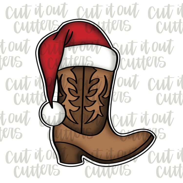 Cowboy Boot with Santa Hat Cookie Cutter – Cut It Out Cutters