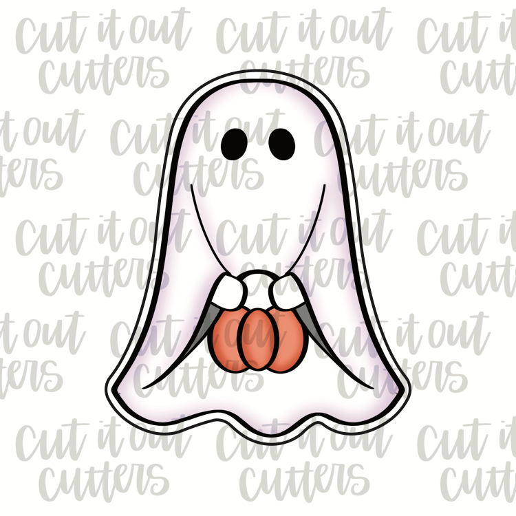 Ghost with Pumpkin Cookie Cutter – Cut It Out Cutters