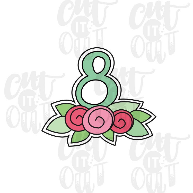 Floral Number Eight Cookie Cutter – Cut It Out Cutters