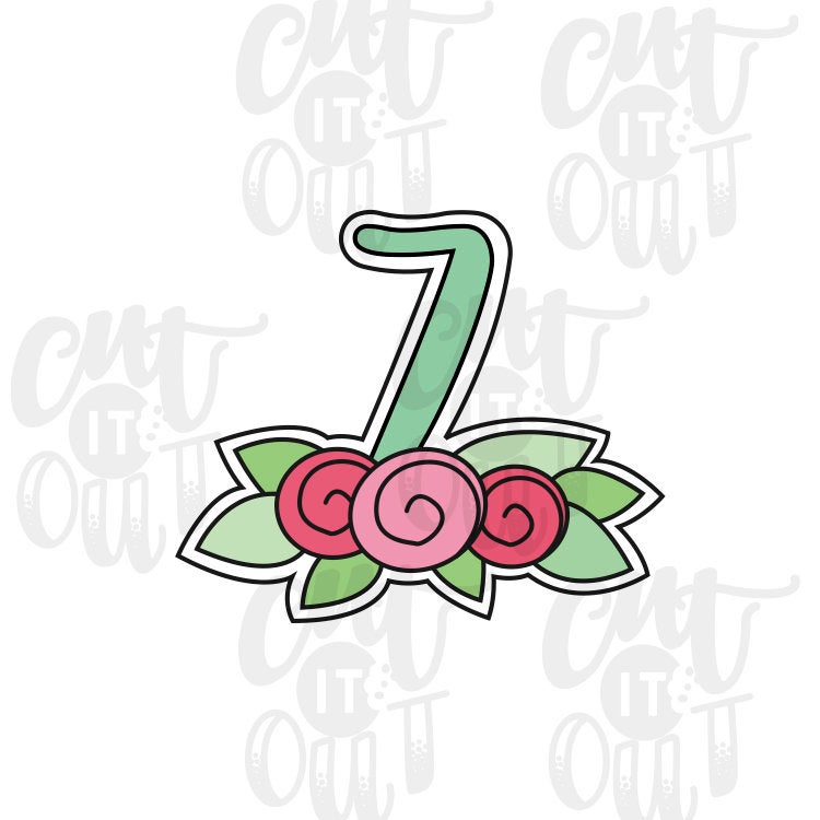 Floral Number Seven Cookie Cutter – Cut It Out Cutters