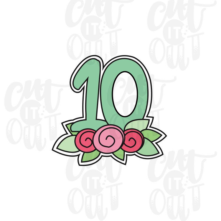 Floral Number 10 Cookie Cutter – Cut It Out Cutters