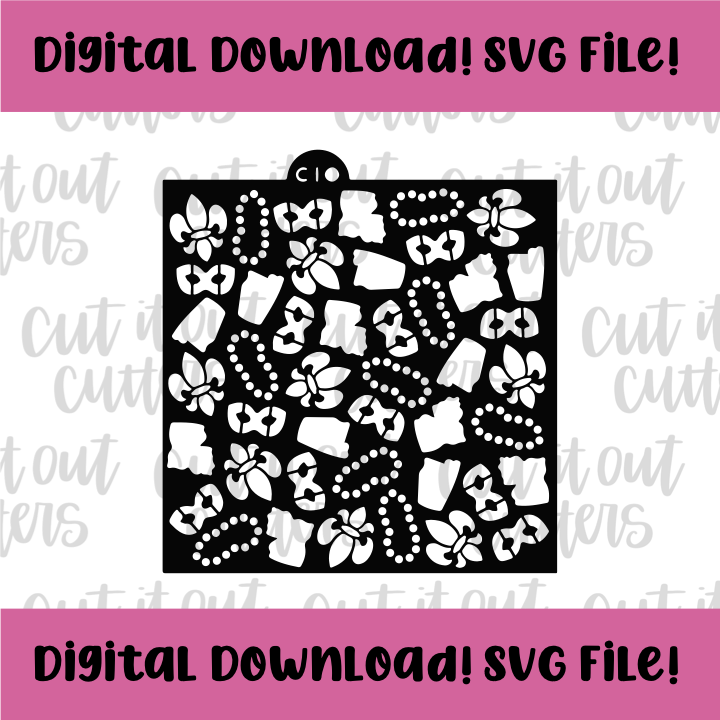 DIGITAL DOWNLOAD SVG File for Mardi Gras Party Stencil – Cut It Out Cutters