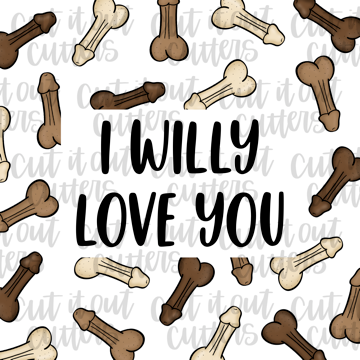 Willy Love You- 2" Square Tags - Digital Download – Cut It Out Cutters